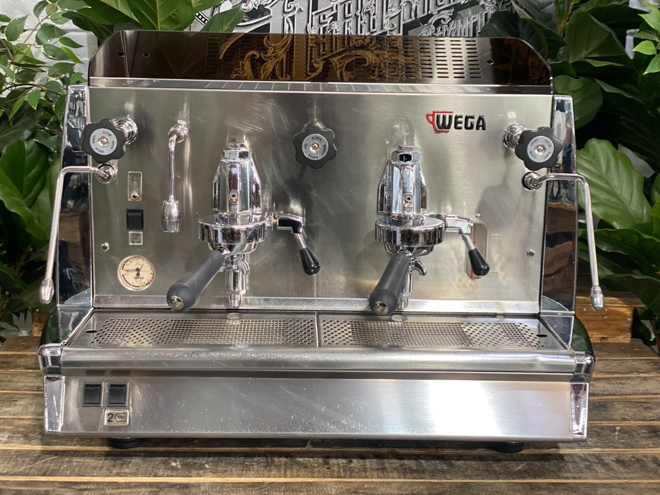WEGA VELA VINTAGE 2 GROUP ESPRESSO COFFEE MACHINE CHROME COMMERCIAL ...