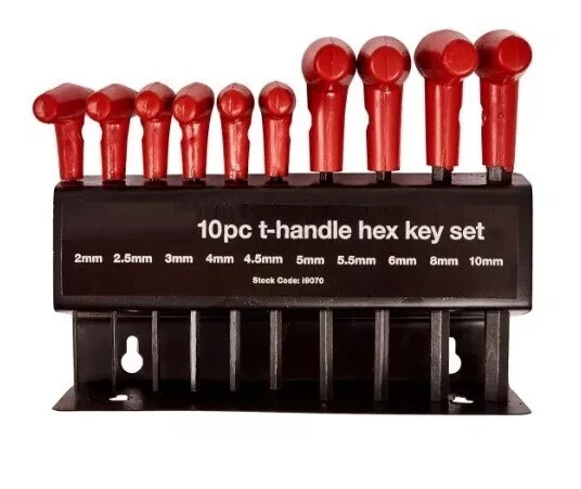 10 Piece Long Metric Hex Allen key Wrench Set 2mm - 10mm T Handle Keys ...