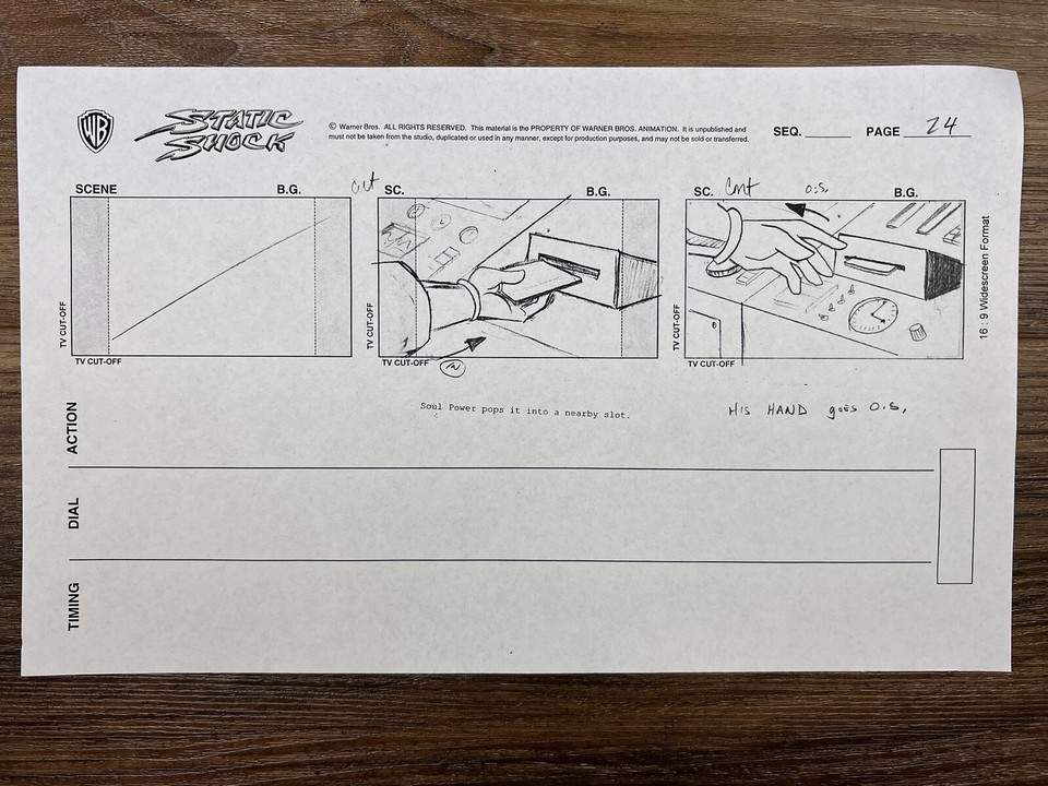 Static Shock 2001 Production Storyboard Studio Copy Warner Brothers ...