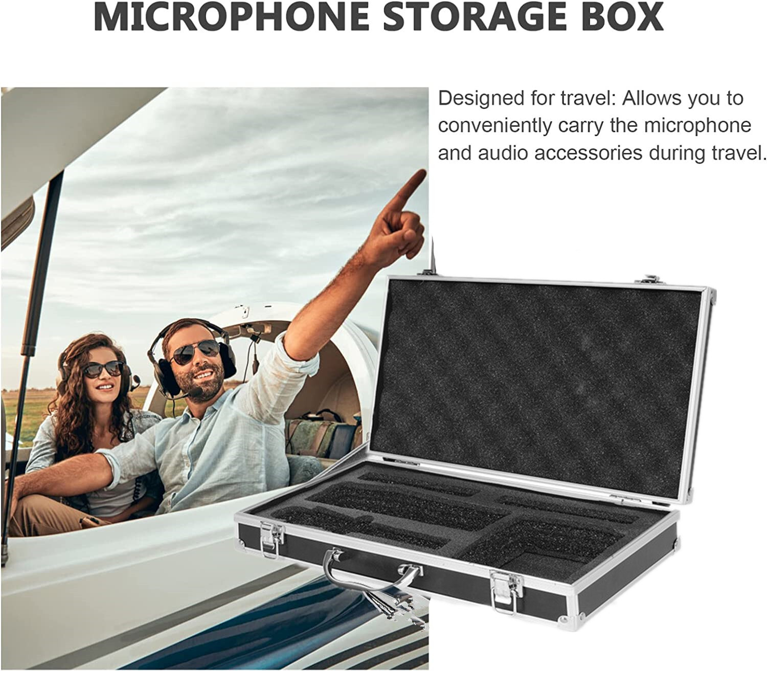 Portable Wireless Microphone Carrying Case Storage Mic Toolbox Suitcase ...