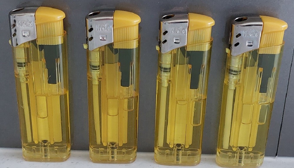 4 X large Electronic Lighters gas refillable adjustable flame YELLOW | eBay