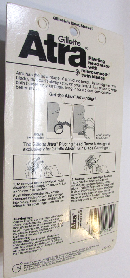 New Vintage 1983 Gillette Atra Pivoting Head Twin Blade Razor w 2 ...