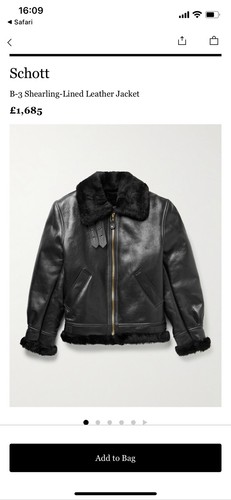 Schott NYC B-3 bomber jacket shearling XL (rrp £1,695.00) | eBay UK