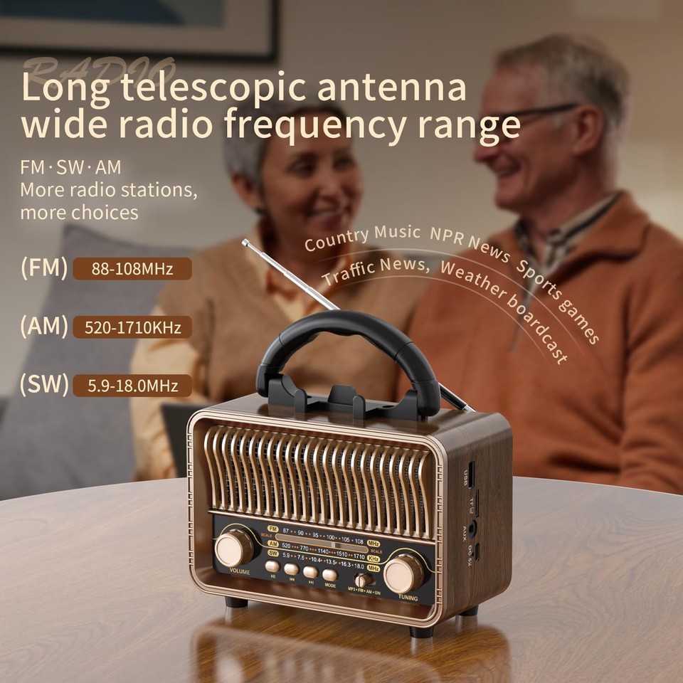 MG002 Retro Vintage Portable Radio AM FM SW,Transistor Radio Battery ...