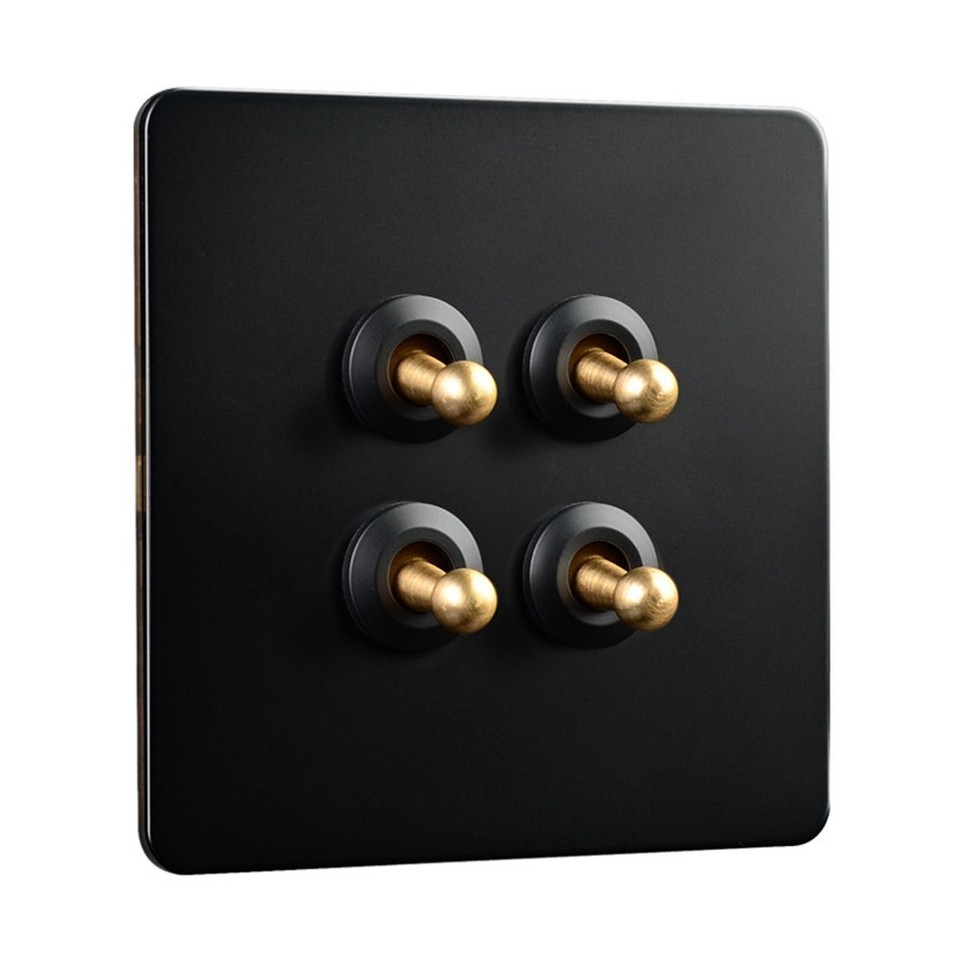 86 Type Wall Switch with Stainless Steel Panel and Brass Lever for Home ...