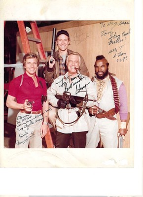 RARE 1983 A-TEAM Signed Cast Photo GEORGE PEPPARD Mr. T Dirk Dwight ...
