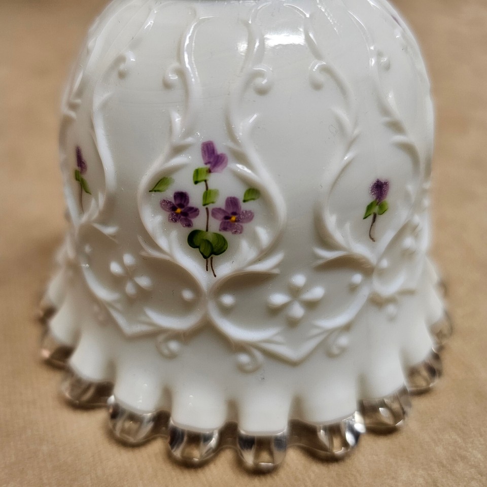 Vintage Fenton Milk Glass Orchid Flower Bell Signed Nancy Cooper 6" | eBay