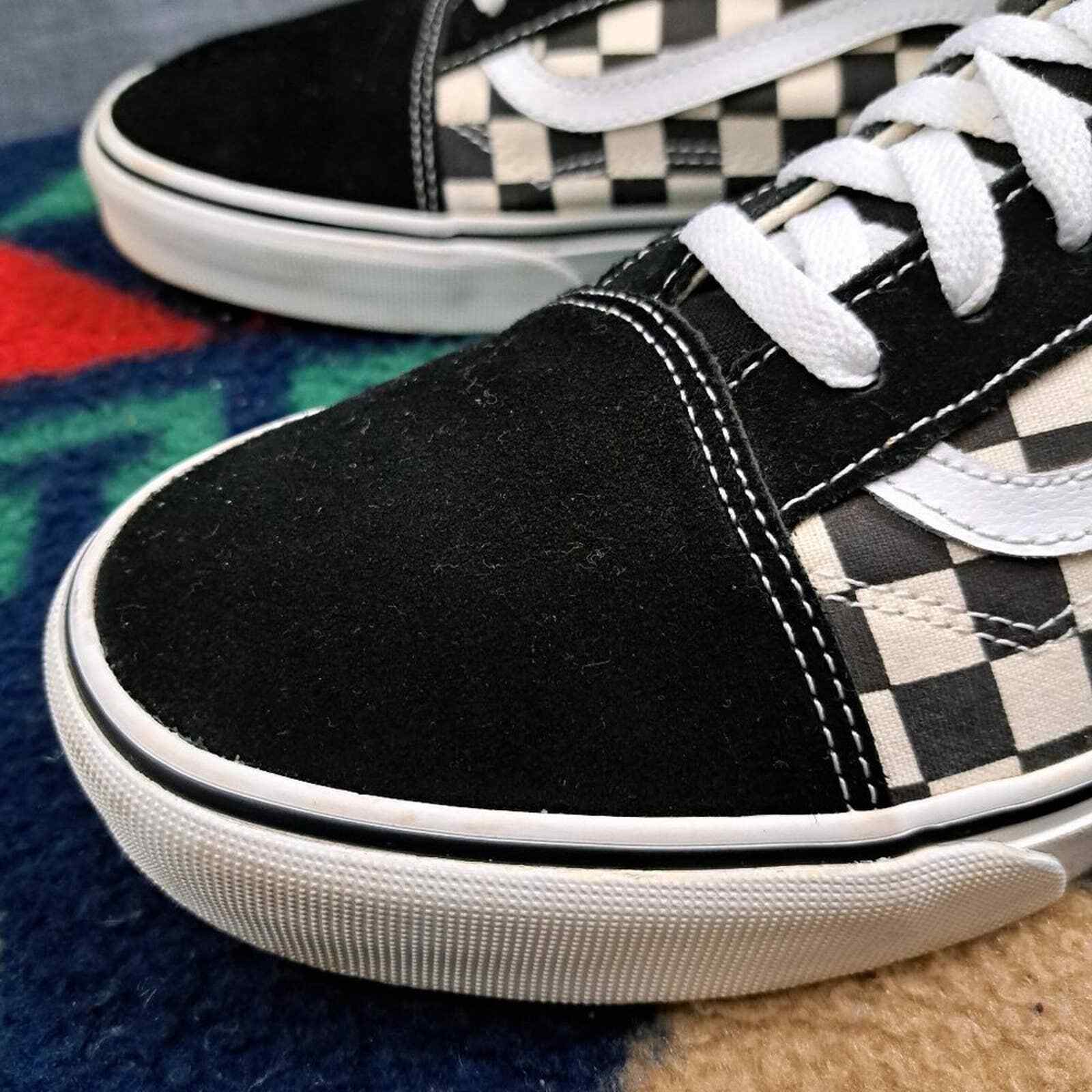 Van Sneakers Shoes Men Checker Pattern Black White Si… - Gem