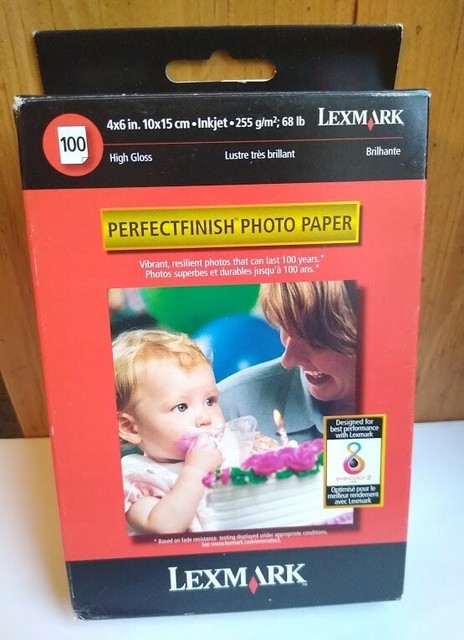 Genuine Lexmark 4"x 6" PERFECTFINISH Photo Paper High Glossy 100 Sheets ...