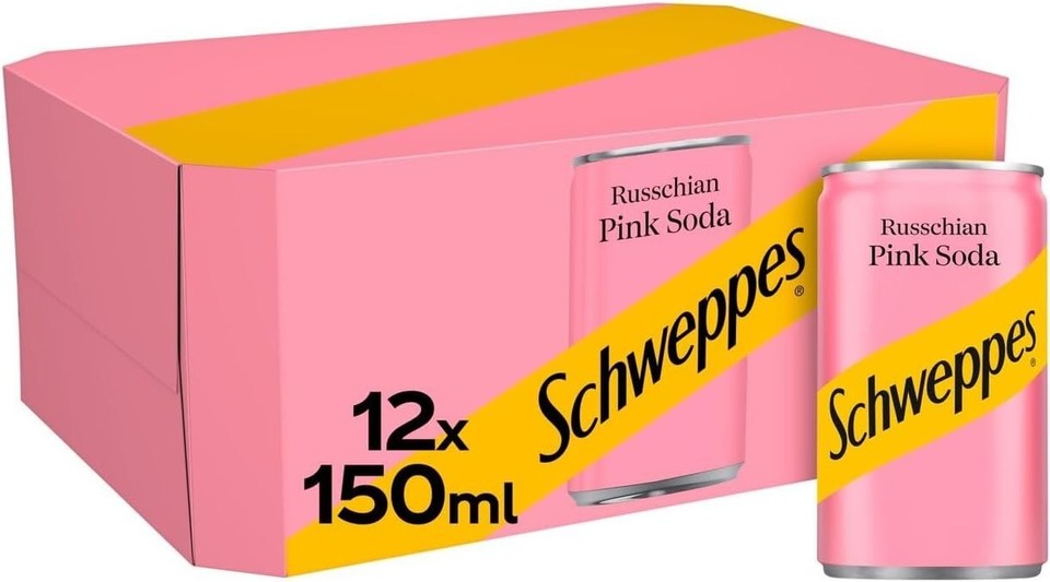 Schweppes Russchian Pink Soda Sparkling Soft Drink Can 150ml - (Pack Of ...