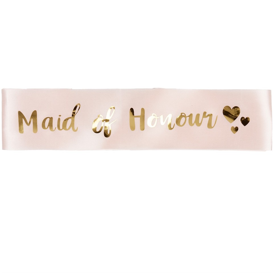 ROSE GOLD MAID OF HONOUR SASH GOLD WRITING INDIVIDUAL SASH HEN DO ...