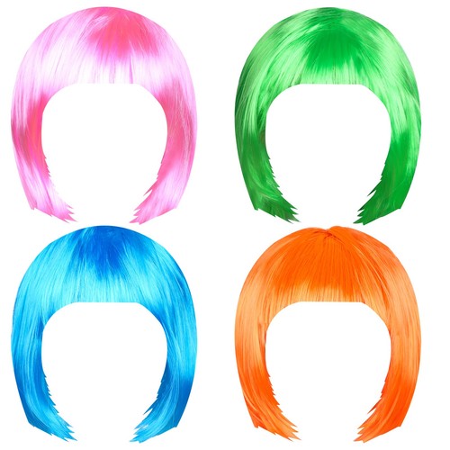 Party Wig Neon Short Bob Wig Costume Colorful Cosplay Wig Daily Party ...