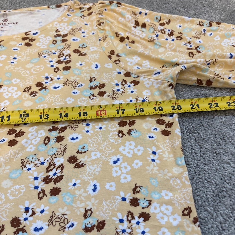 Laurie felt Women’s Silky Yellow Bamboo Floral Los Angeles Blouse Size ...