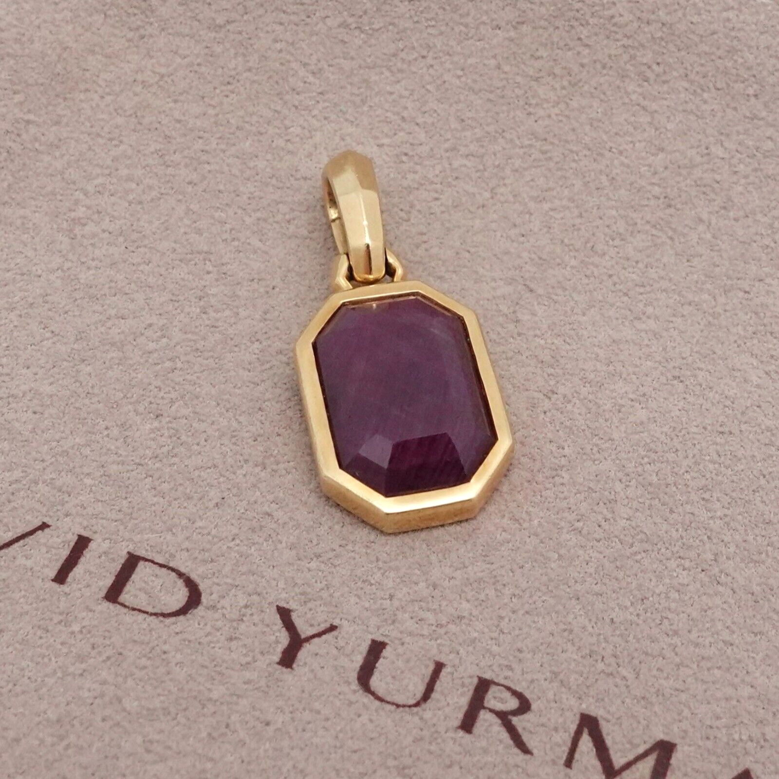 David Yurman 18K Yellow Gold Indian Ruby Emerald Cut … - Gem