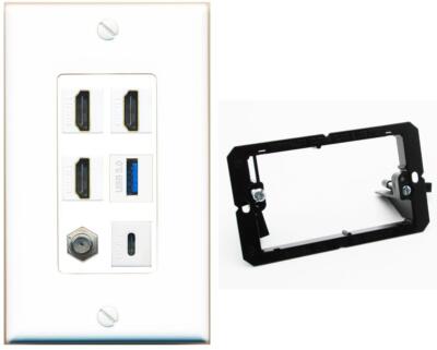 RiteAV 3 HD USB3 USBC Coax Wall Plate - Bracket [White] | eBay
