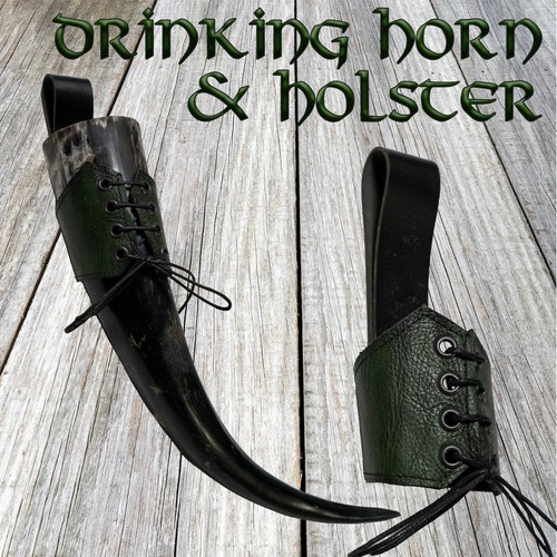 Buffalo Drinking Horn & Leather Holster Biker Viking Norse Pagan ...