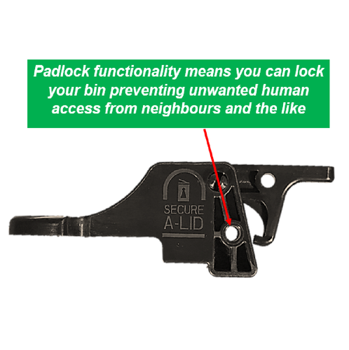 Wheelie bin lock, wheelie bin, wheelie bin lid lock, gravity lock, bin ...