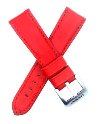 LOCMAN Men's 23mm Red Lorica Leather Watch Band Strap | eBay