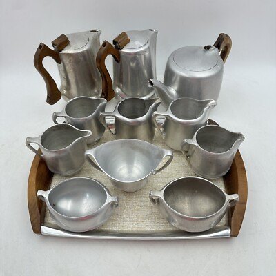 Vintage Picquot Ware 12 Piece Tea & Coffee Pot set inc Tray Sugar Bowl ...