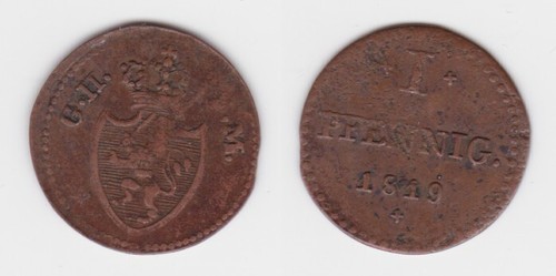 1 Pfennig Copper Coin Hesse-Darmstadt 1819 (122735) | eBay
