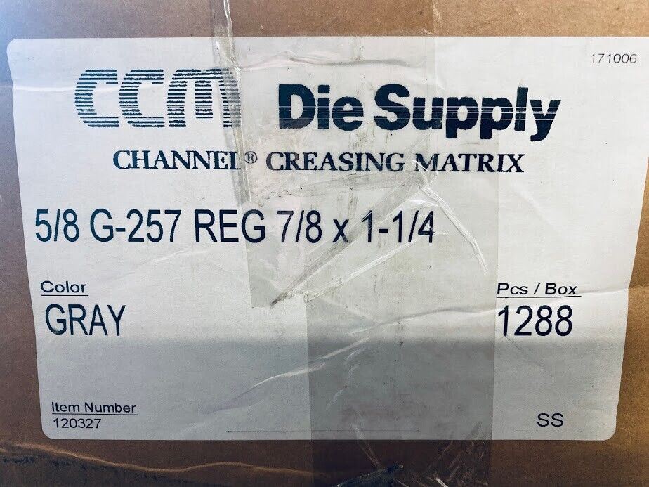 (Case of 1288) CCM Die Supply Channel Creasing Matrix 5/8 G-257 REG 7/8 ...