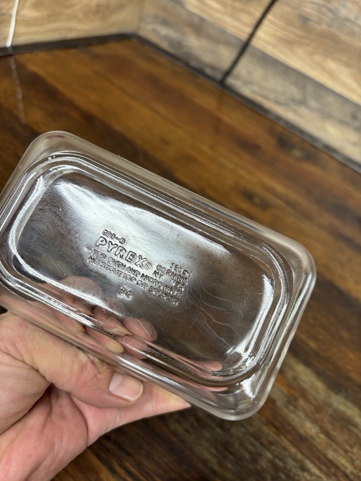 Vintage PYREX 502-B Clear Glass Refrigerator Dish with Ribbed Lid 502-C ...
