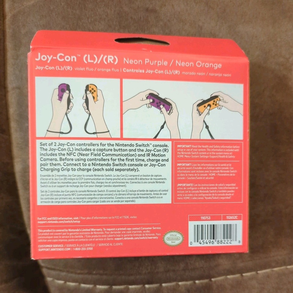 Nintendo Switch Official OEM Orange & Purple Joy-Cons Joycons (Brand ...