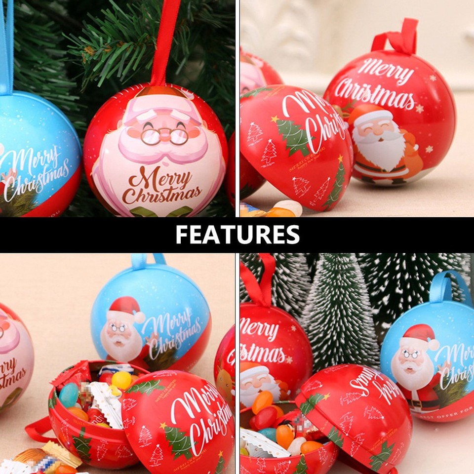 5pcs Christmas Shape Iron Candy Boxes With Ribbon For Small Gift ...