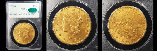 1904 $20 PCGS/CAC MS62-RATTLER-PQ LIBERTY HEAD DOUBLE EAGLE--- | eBay