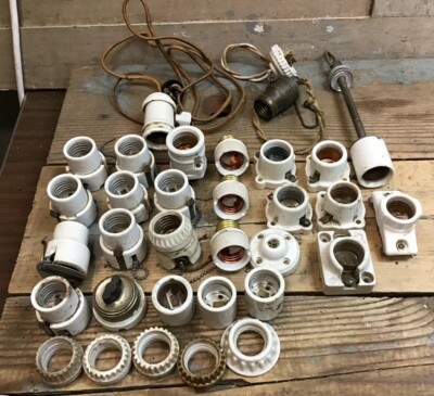Lot Of 32 Vintage Leviton / Bryant White Porcelain Light Sockets Parts ...