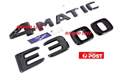 E300 4Matic badges for Mercedes Benz rear E class gloss black flat ...