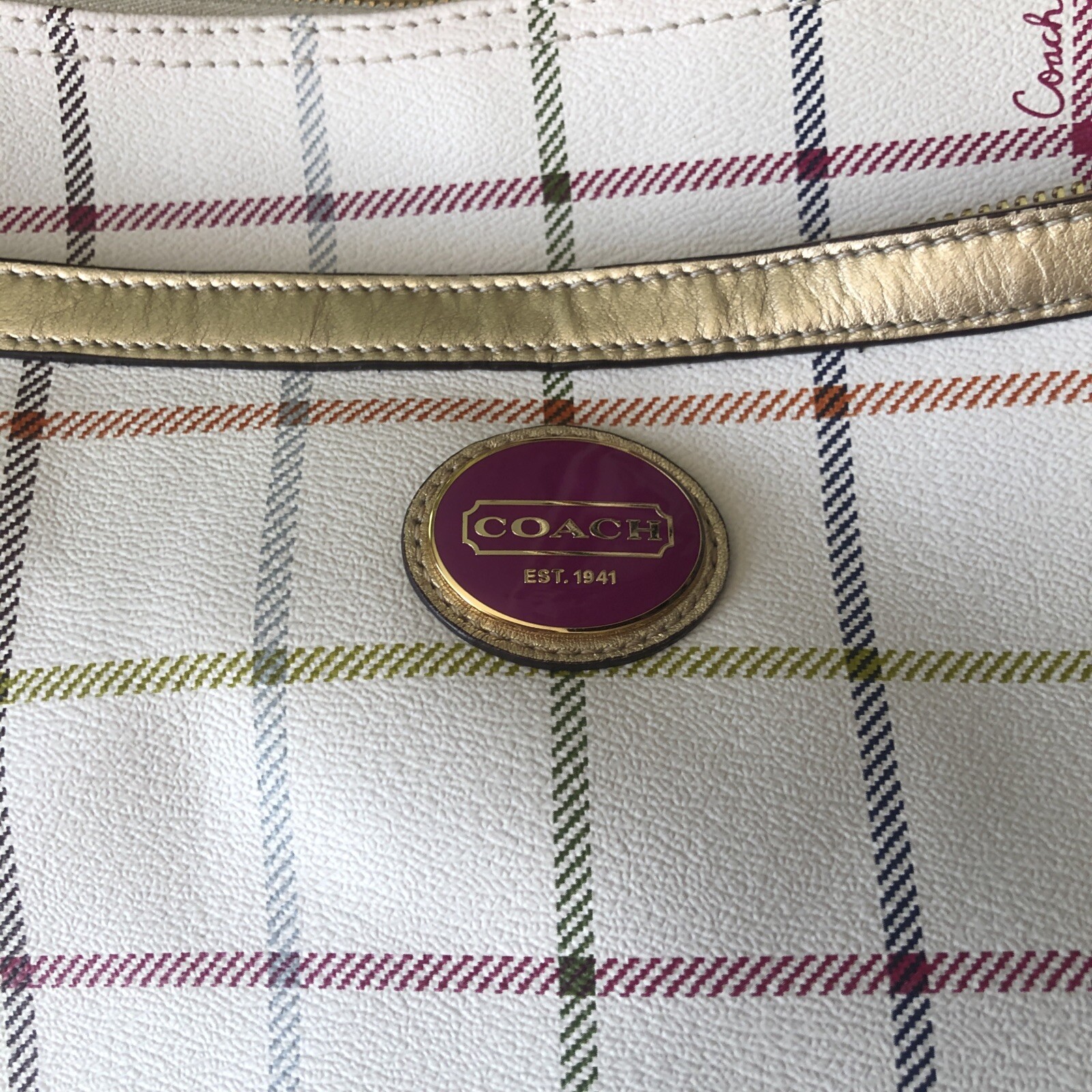 COACH HANDBAG MULTICOLORED SQUARE DESIGN WITH GOLD CO… - Gem