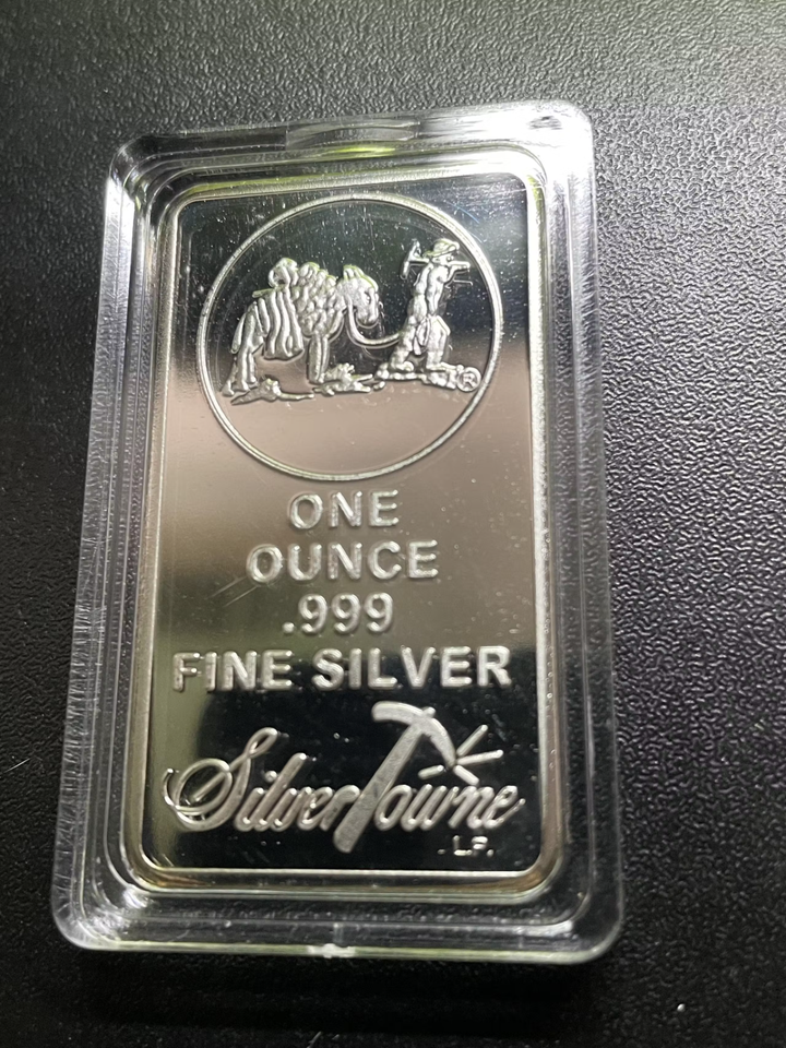 1 OZ. Silver Towne prospector SILVER Plated BAR .999 FINE SILVER ...