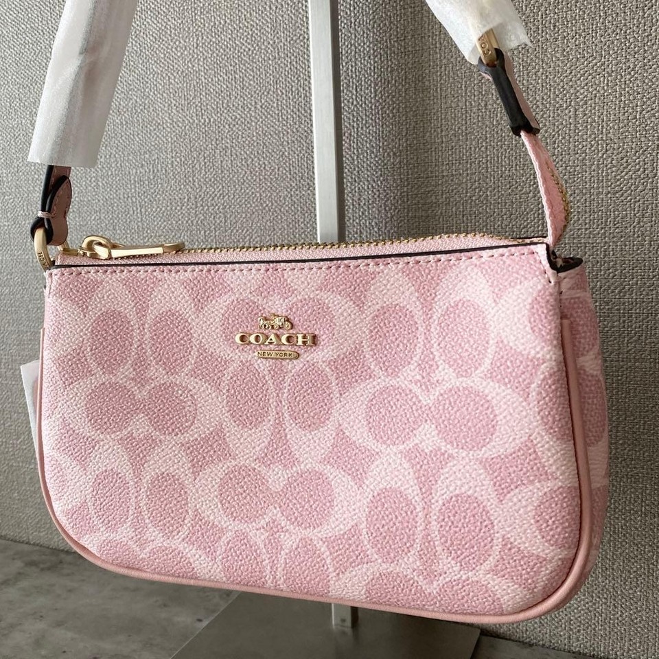 COACH Nolita 19 Wristlet Bag Signature Canvas Powder Pink CW426 | eBay