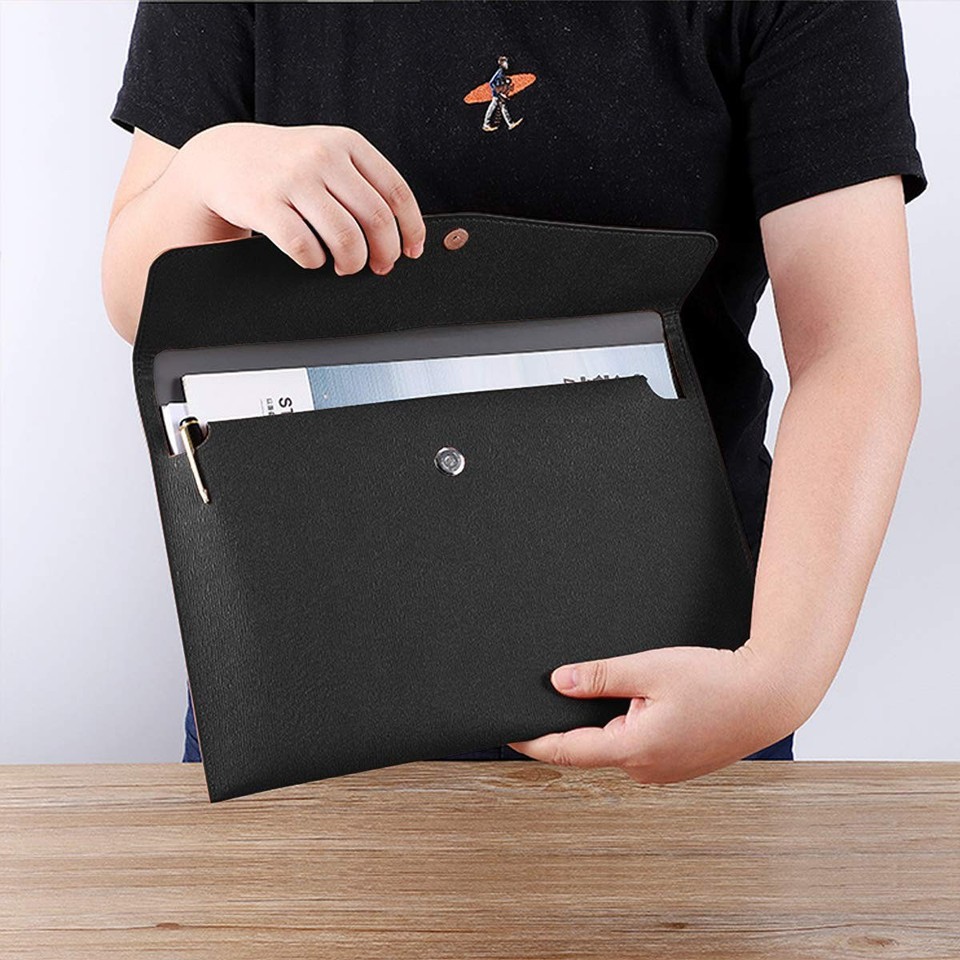 PU Leather A4 File Folder Document Holder Waterproof Portfolio Envelope ...