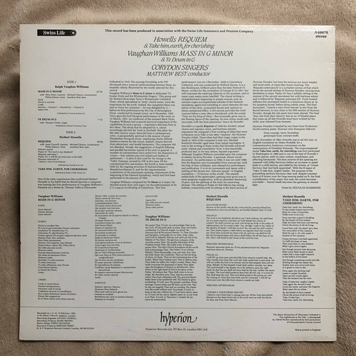 Lp English Hyperion A66076 Howells Requiem Matthew Best Coridon Singers ...