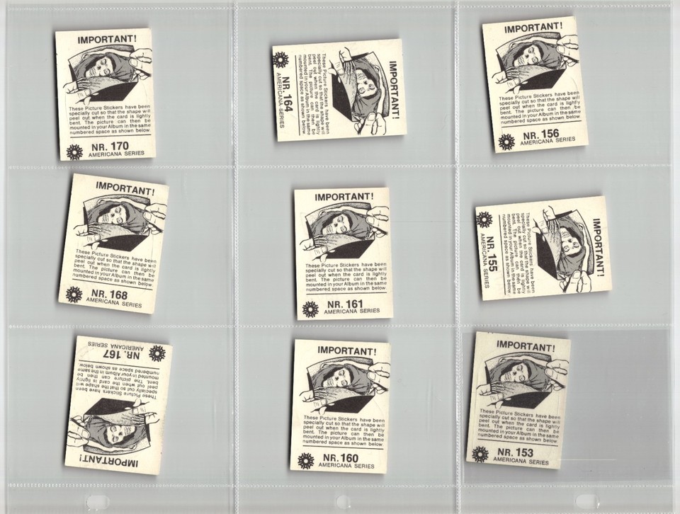 1970 HORROR PARADE 9 STICKER LOT AMERICANA SERIES HIGH GRADE OWL LARGE ...