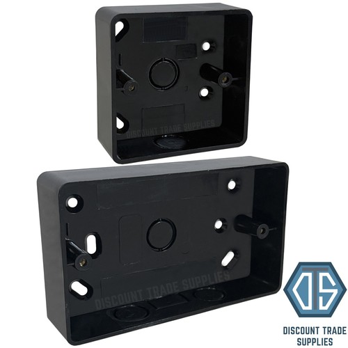 Single & Double Black Round Edge Surface Pattress Back Box 32mm Deep ...