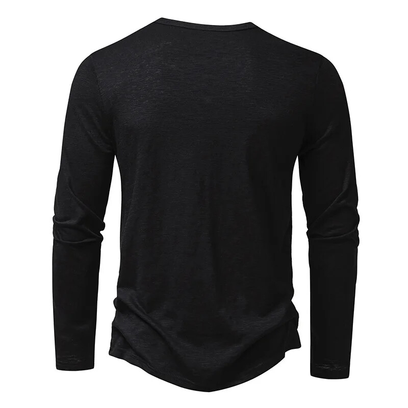 Men's Cotton Button neck Shirt Long Sleeve Casual Button T-Shirts | eBay