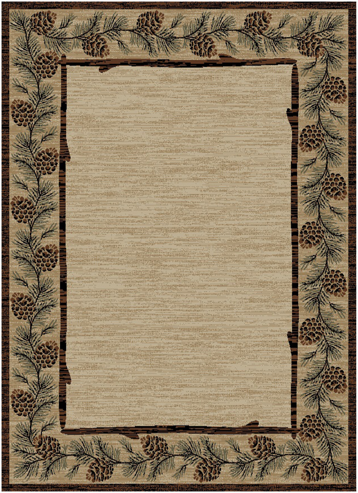 5x8 (5'3" x 7'3") Pinecone Lodge Cabin Rustic Forest Area Rug *FREE ...