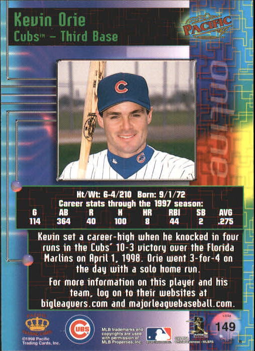 1998 Pacific Online Baseball Card #149 Kevin Orie | eBay