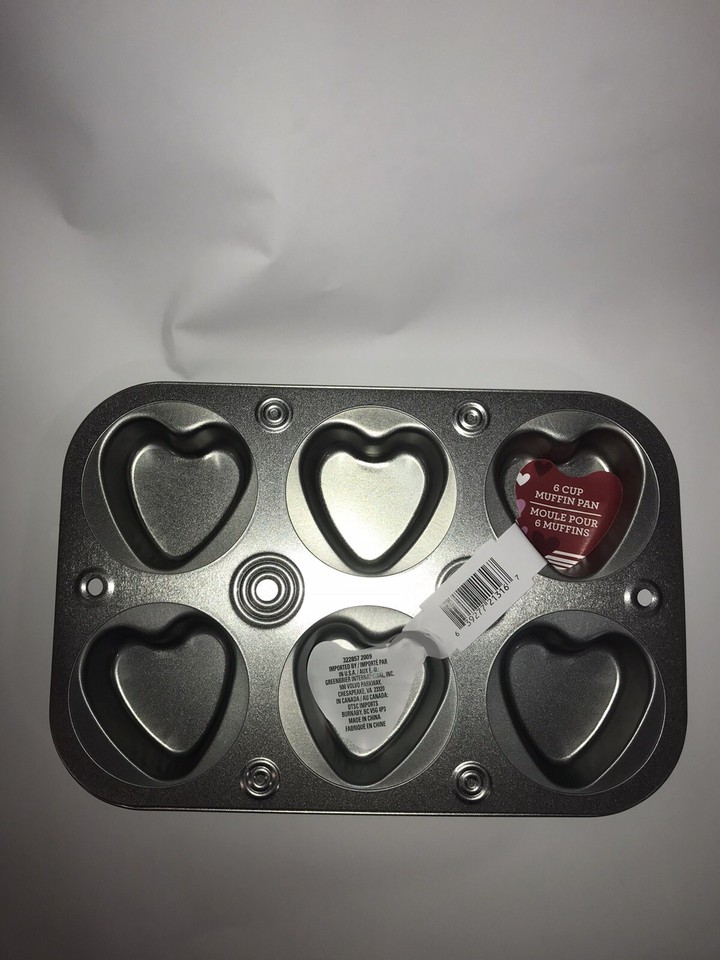 Valentines Day Heart shaped Muffin Cupcake Pan, 6 Cavity Heart Shaped ...
