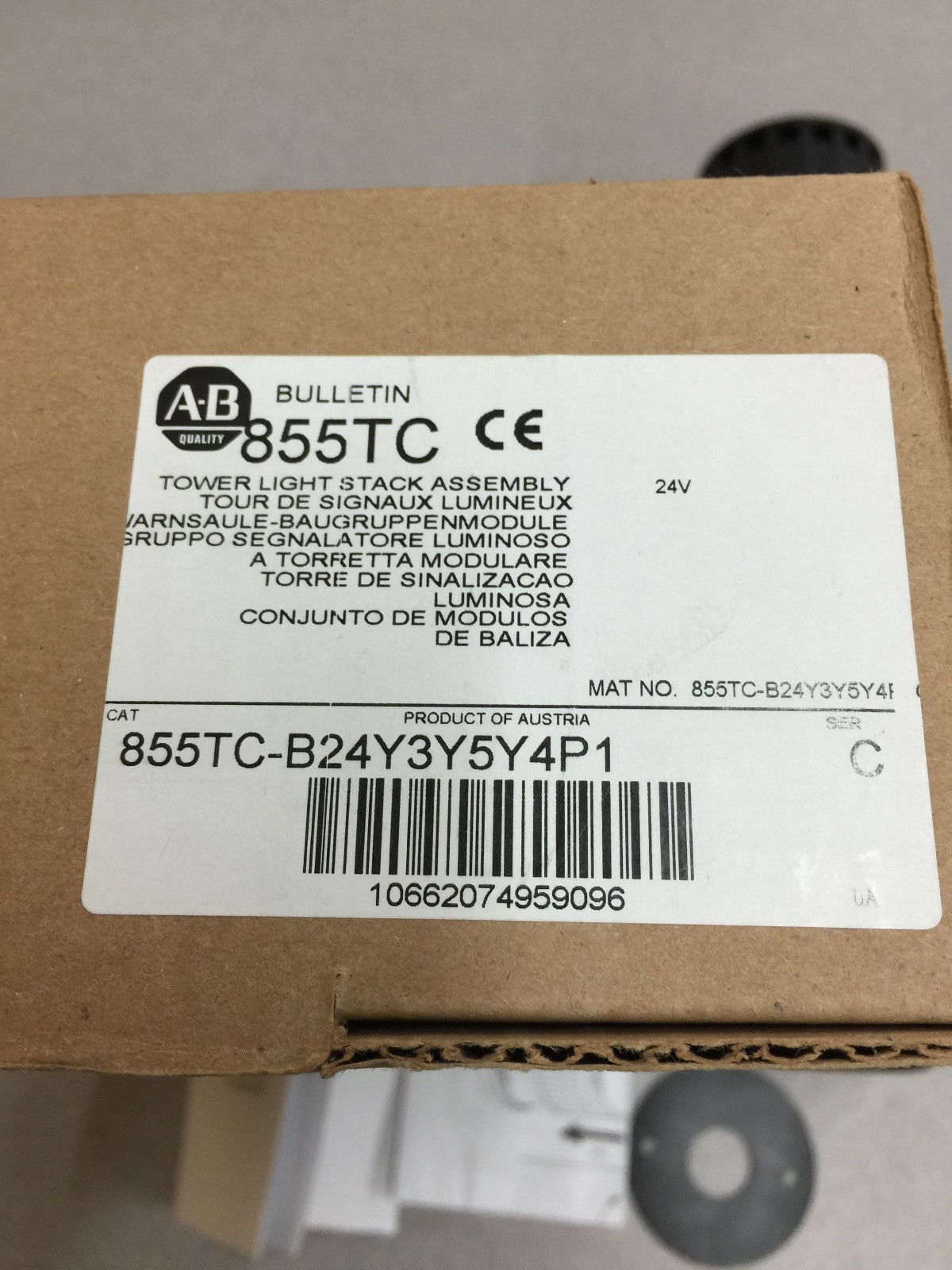 NEW IN BOX ALLEN-BRADLEY TOWER LIGHT STACK ASSEMBLY 855TC-B24Y3Y5Y4P1 ...