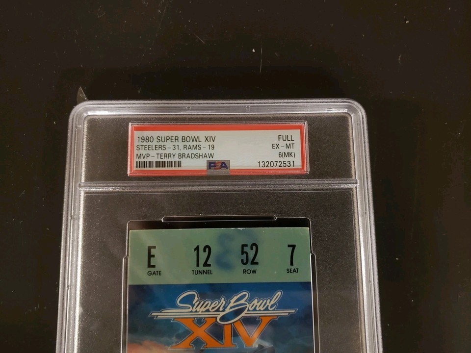 1980 SUPER BOWL XIV FULL TICKET STUB STEELERS RAMS MVP-TERRY BRADSHAW ...