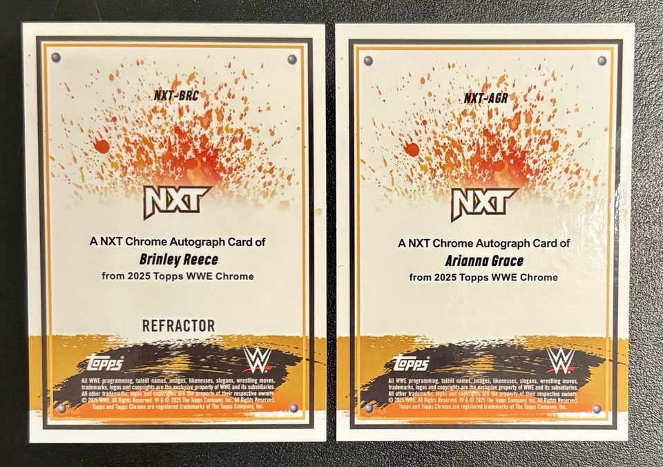 Lot of 2, 2025 Topps Chrome WWE- Brinley Reece Auto /175 and Arianna ...