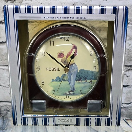 FOSSIL Golf Clock Desk Mantle Bedside Office Man Cave Dad Gift w/ Box ...