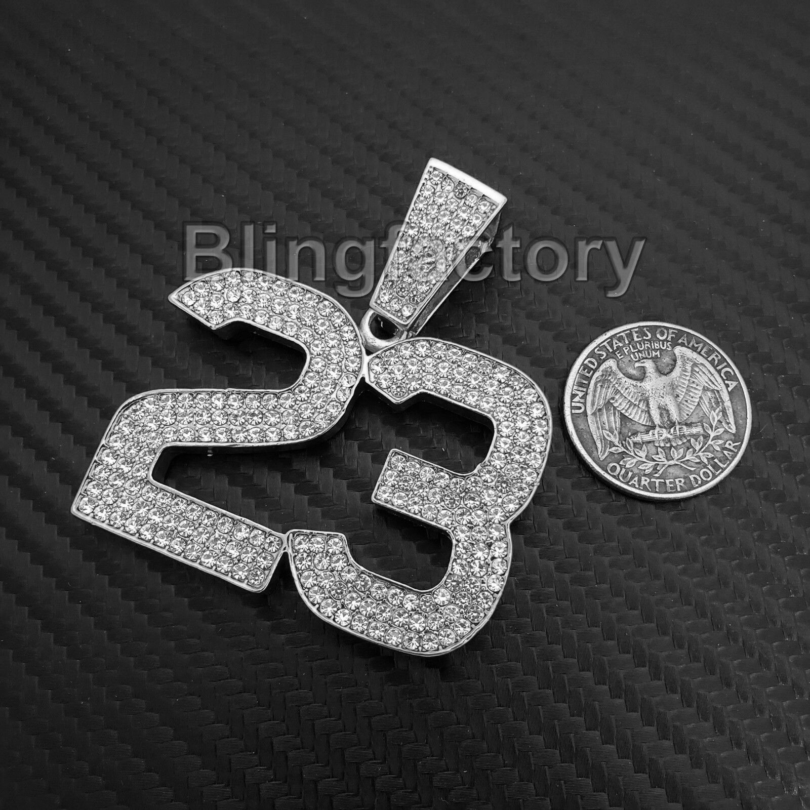 Hip Hop Iced Silver Tone Number 23 & 18" Iced Rollie Link Choker Chain ...