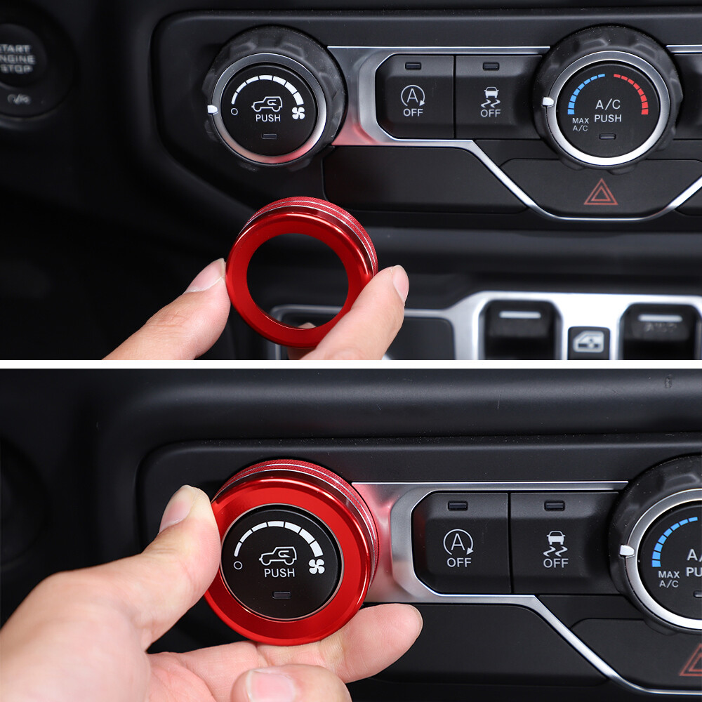 Car Air Conditioner Switch Knob Cover Trim Ring For Jeep Wrangler JL JT ...