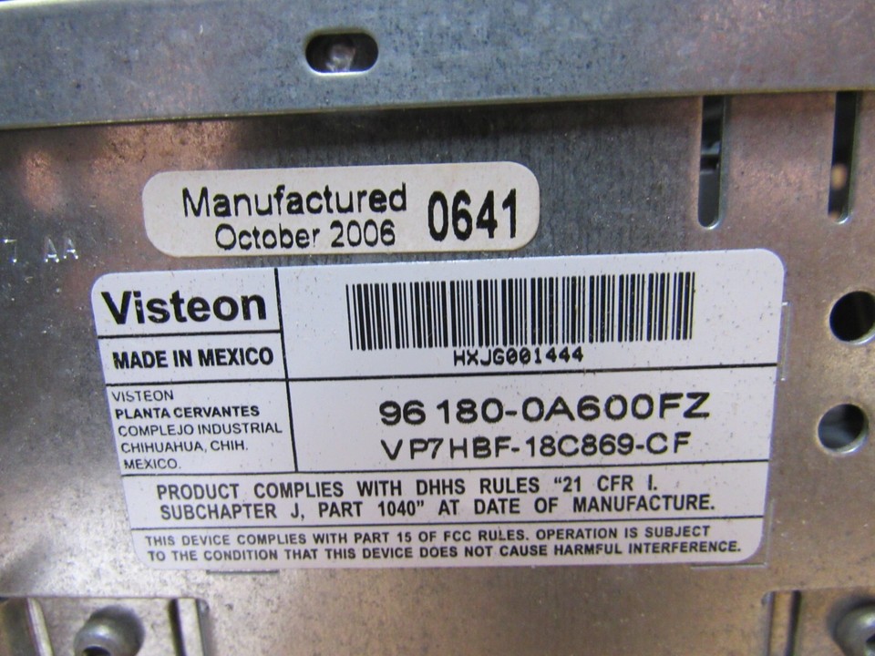 2006 2007 2008 Hyundai Sonata Single Visteon Cd Player AM FM Radio ...