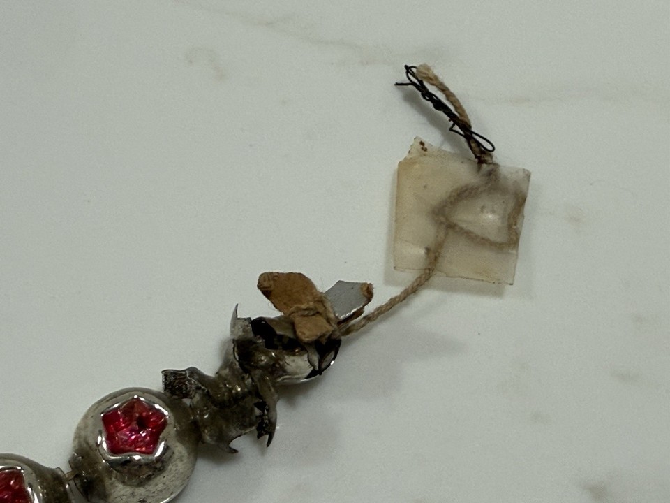 Antique German Glass Garland Silver Double Indent Beads 84” Feather ...